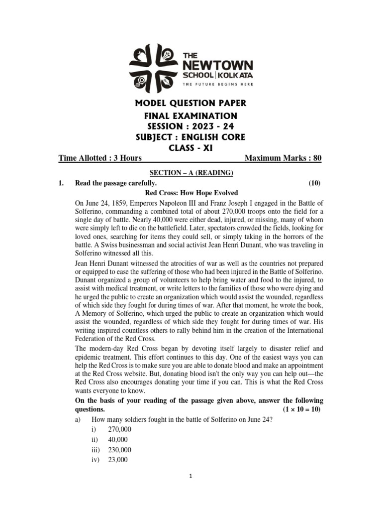English Core Exam Model Paper 2023-24 | PDF | Procrastination ...