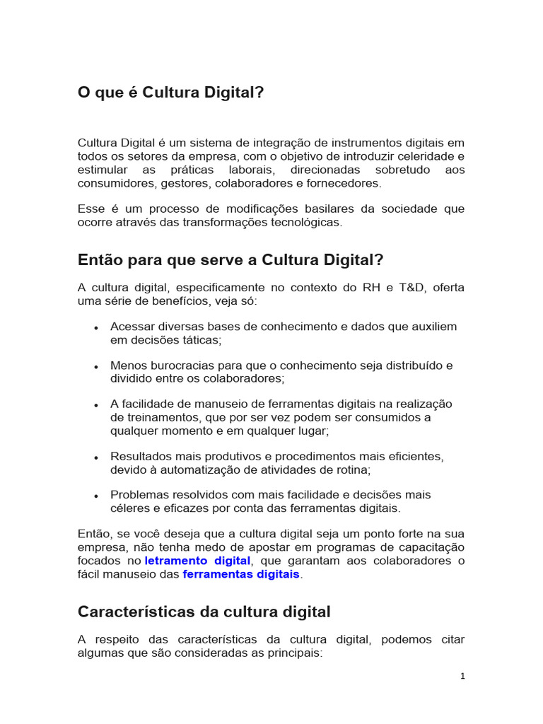 O Que é Cultura Digital Pdf Desenvolvimento Profissional Inovação