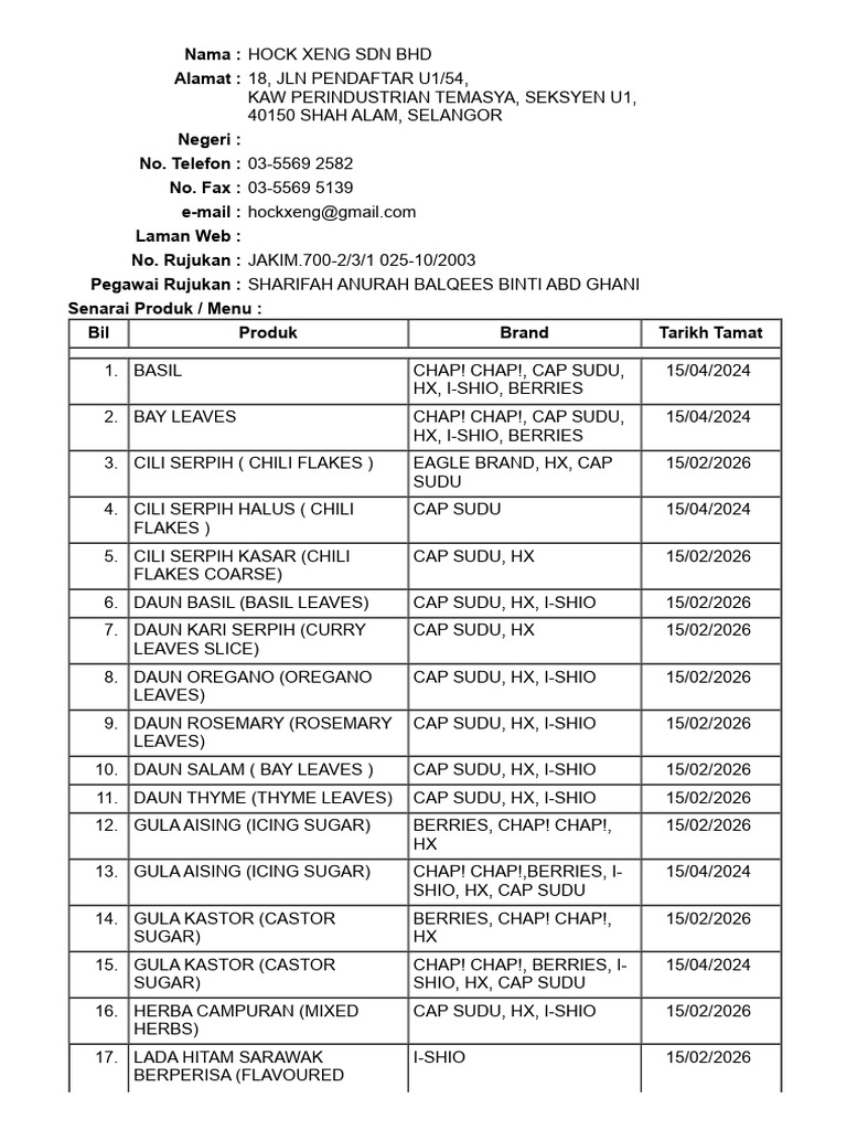 Hock Xeng Oregano | PDF | Curry | Paprika