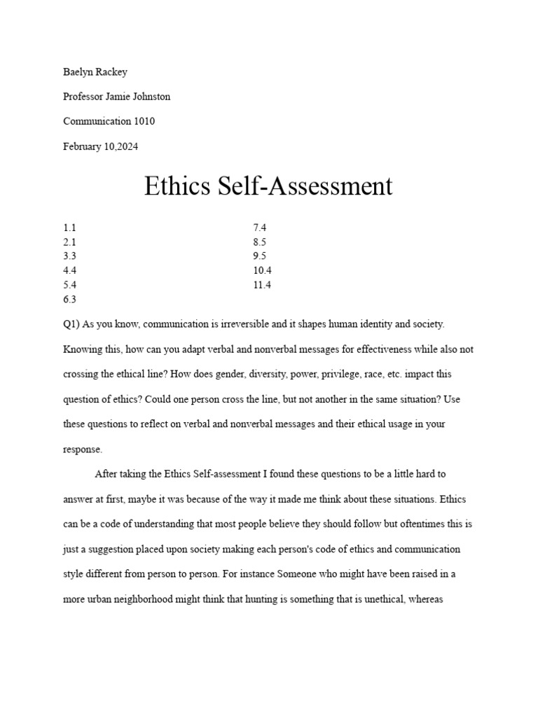 ethics self-assessment | PDF