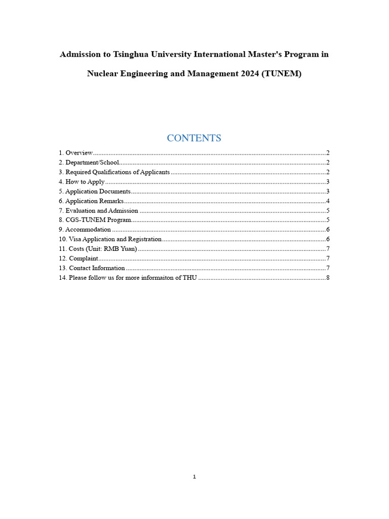 Tsinghua University 2024 Master's Admission | PDF | Academic Degree ...