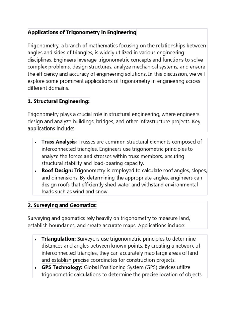 Applications of Trigonometry in Engineering | PDF | Trigonometry ...