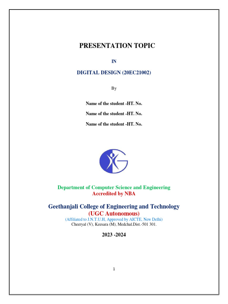 DD - Report of Presentation 2023-24 and Sample | PDF | Logic Gate ...
