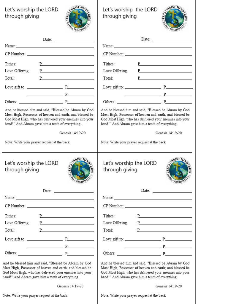 Tithes Form Short Bond | PDF | Blessing | Abraham