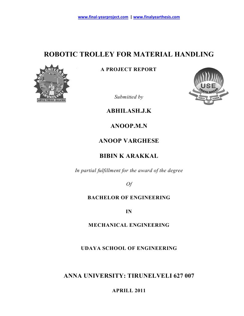 Robotic Trolley For Material Handling-Full Project | PDF | Battery ...