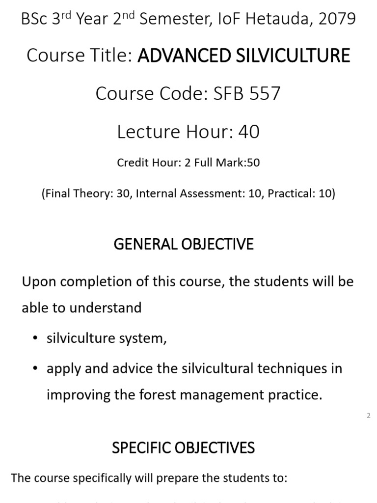 Advanced Silviculture Course Overview | PDF | Forestry | Systems Ecology
