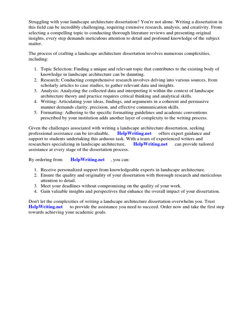 Landscape Architecture Dissertation Examples | PDF | Thesis | Landscape