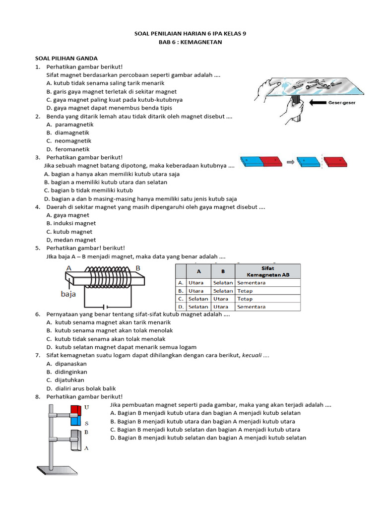 Soal Penilaian Harian 6 Ipa Kelas 9 | PDF | Sains & Matematika