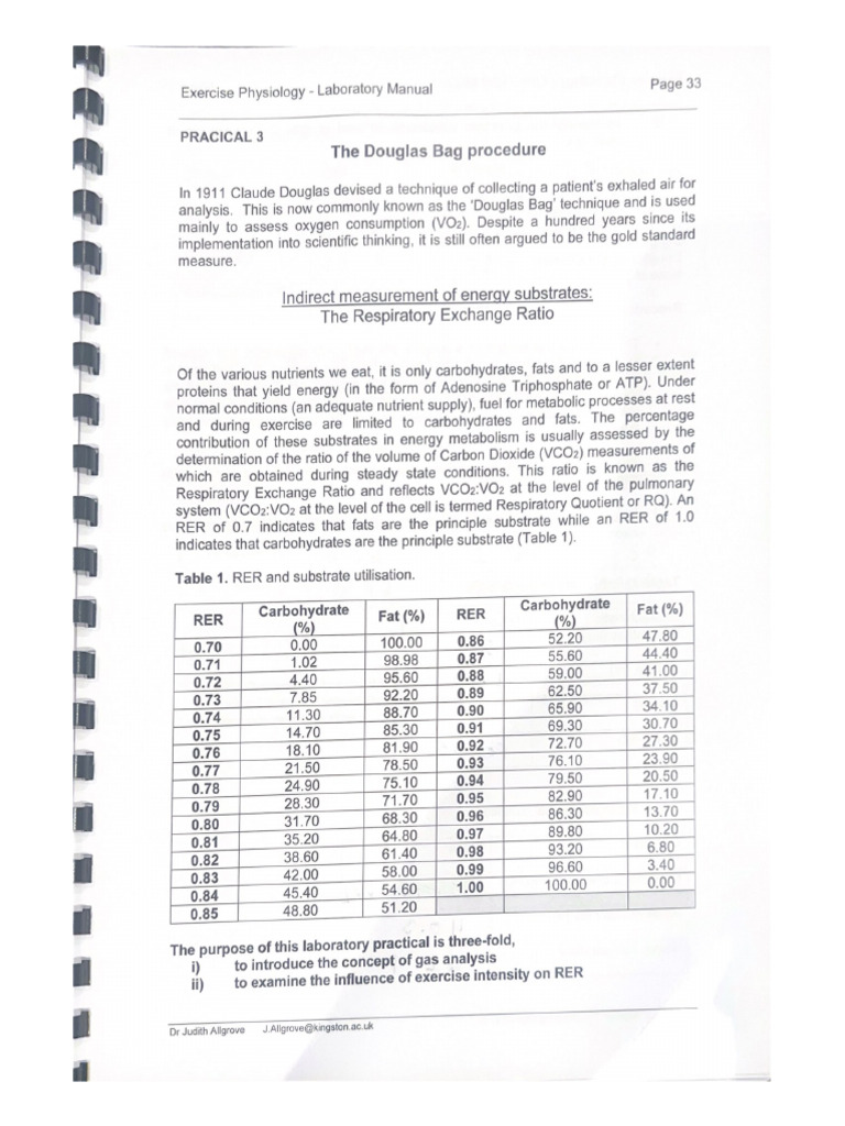 Exercise Physiology - Laboratory Manual | PDF