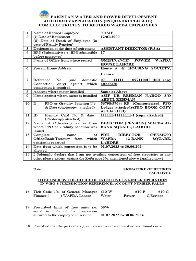 FREE SUPPLY FORM OF RETIRED EMPLOYEES Blank | PDF