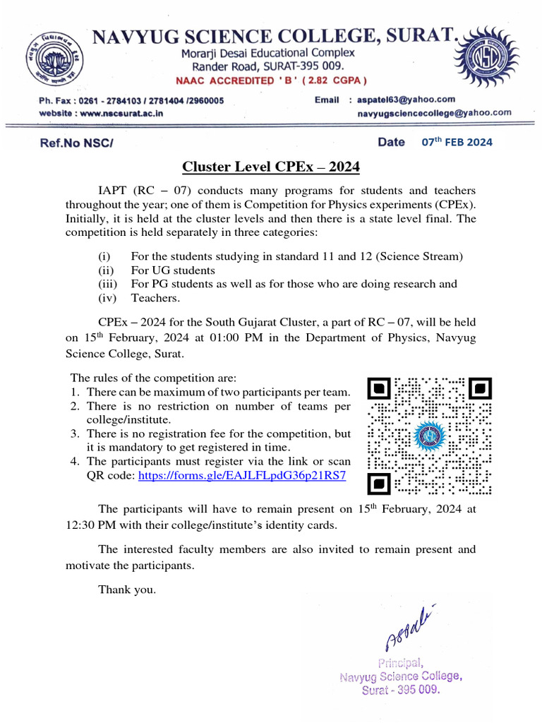 Navyug Science College CpEx-24 | PDF