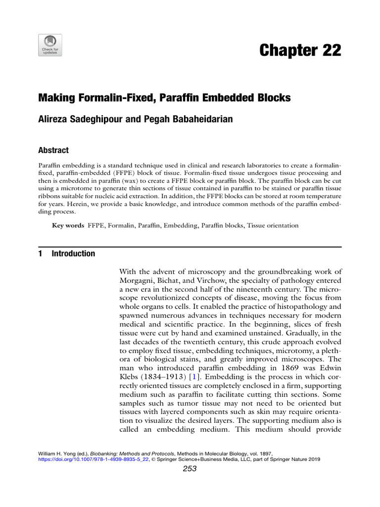 Making Formalin-Fixed, Paraffin Embedded Blocks: Alireza Sadeghipour ...