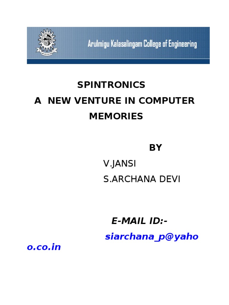 Paper On Spintronics10 | Download Free PDF | Random Access Memory | Booting