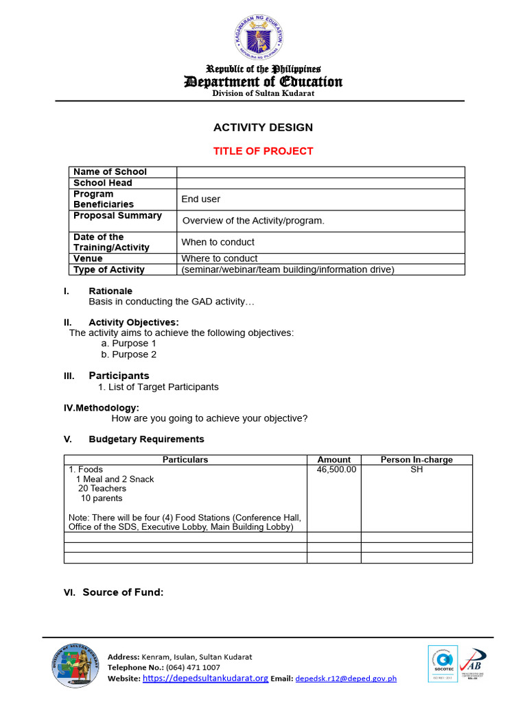 GAD Activity Proposal for Sultan Kudarat | PDF | Career & Growth