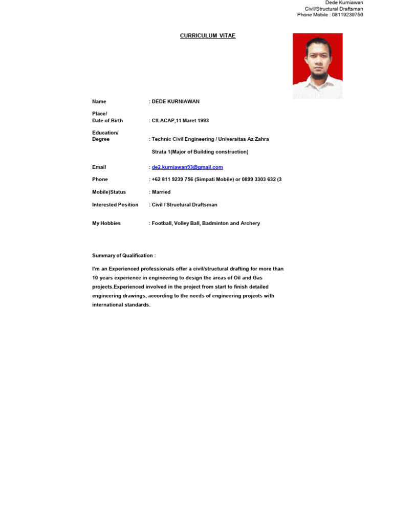 Civil/Structural Draftsman CV | PDF | Technical Drawing | Computer ...