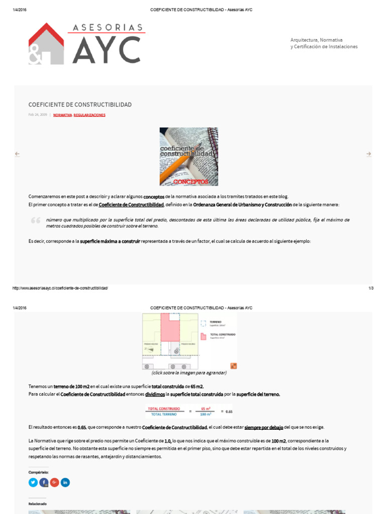 COEFICIENTE DE CONSTRUCTIBILIDAD - Asesorías AYC | PDF