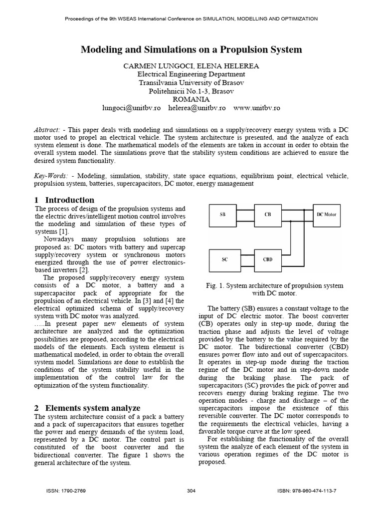 Modeling and Simulations On A Propulsion | PDF | Direct Current ...