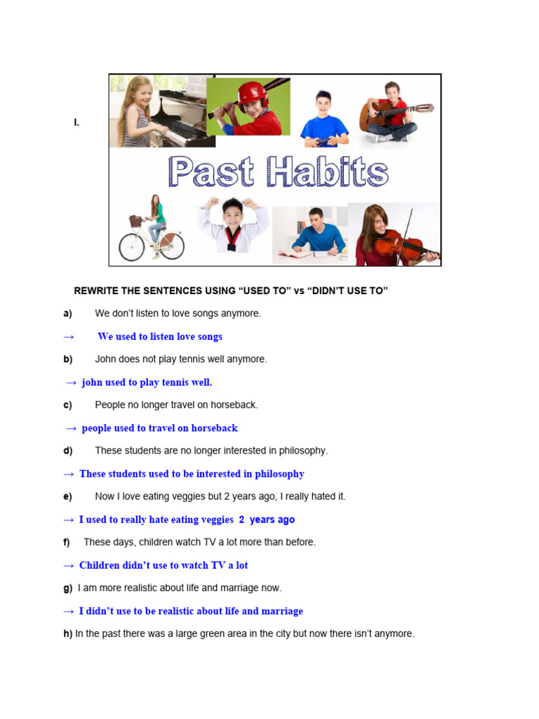 KEY_ PAST HABITS EXERCISE_ | PDF
