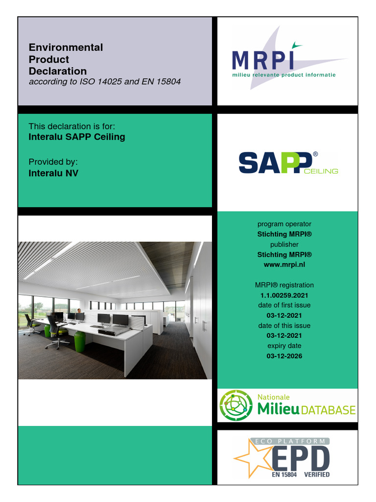 1.1.00259.2021 - Mrpi-Epd - Interalu NV - Interalu Sapp Ceiling Final ...
