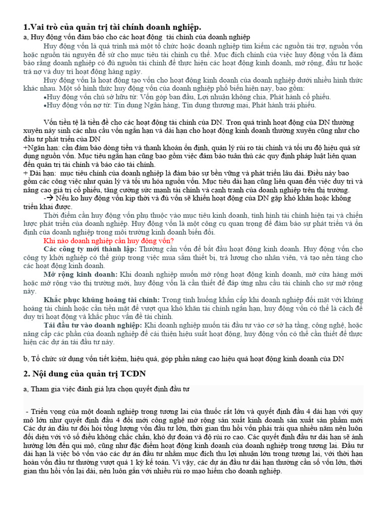 N I Dung Và Vai Trò C A TCDN | PDF