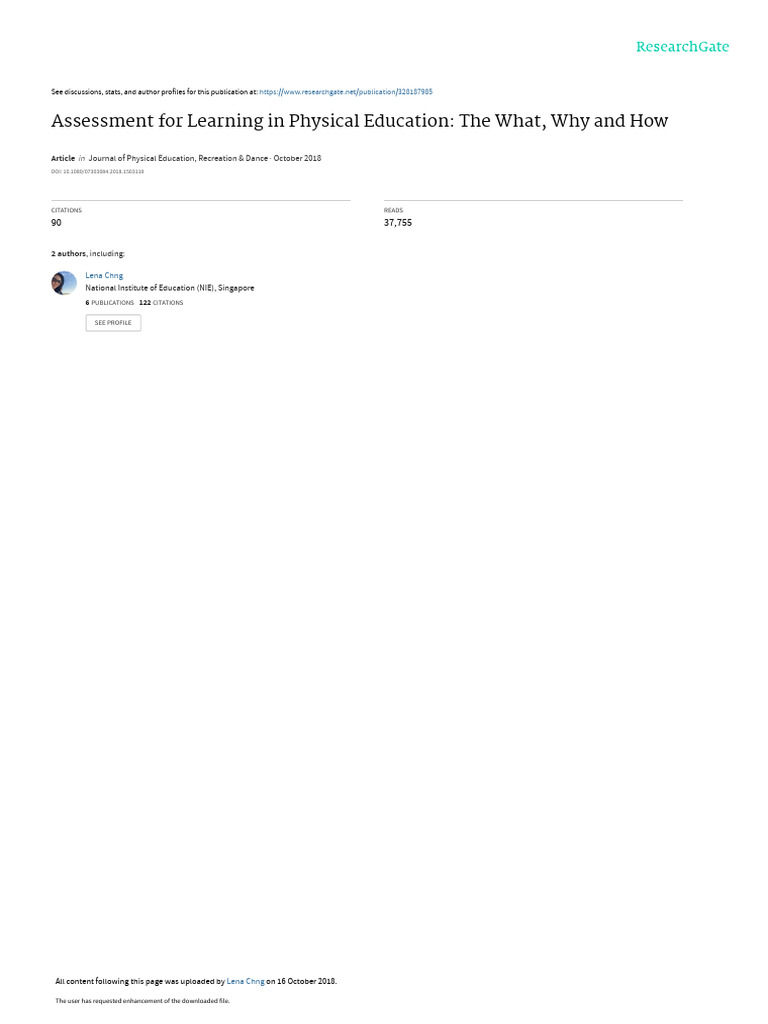 Formative Assessment in Physical Education | PDF | Learning | Teachers