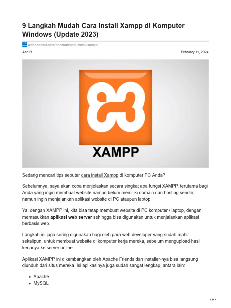 9 Langkah Mudah Cara Install Xampp Di Komputer Windows Update 2023 | PDF