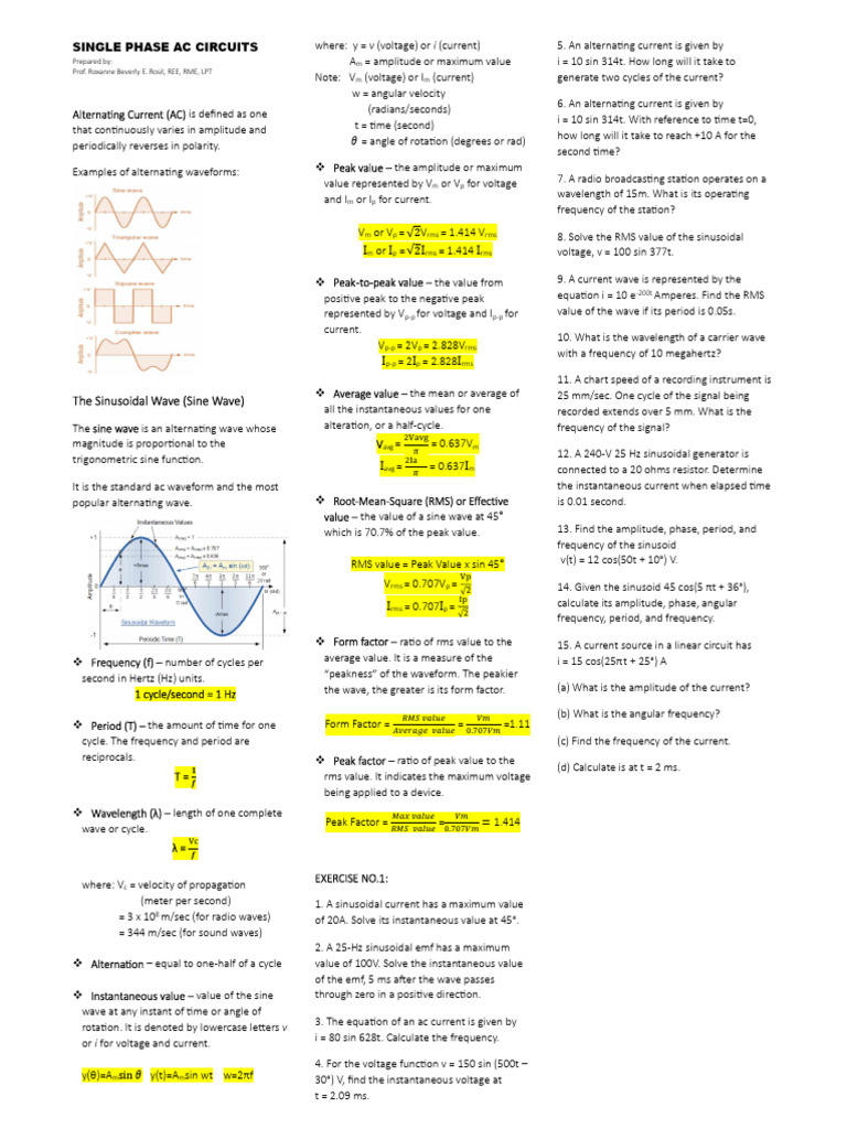 Ac Circuits | PDF | Root Mean Square | Amplitude