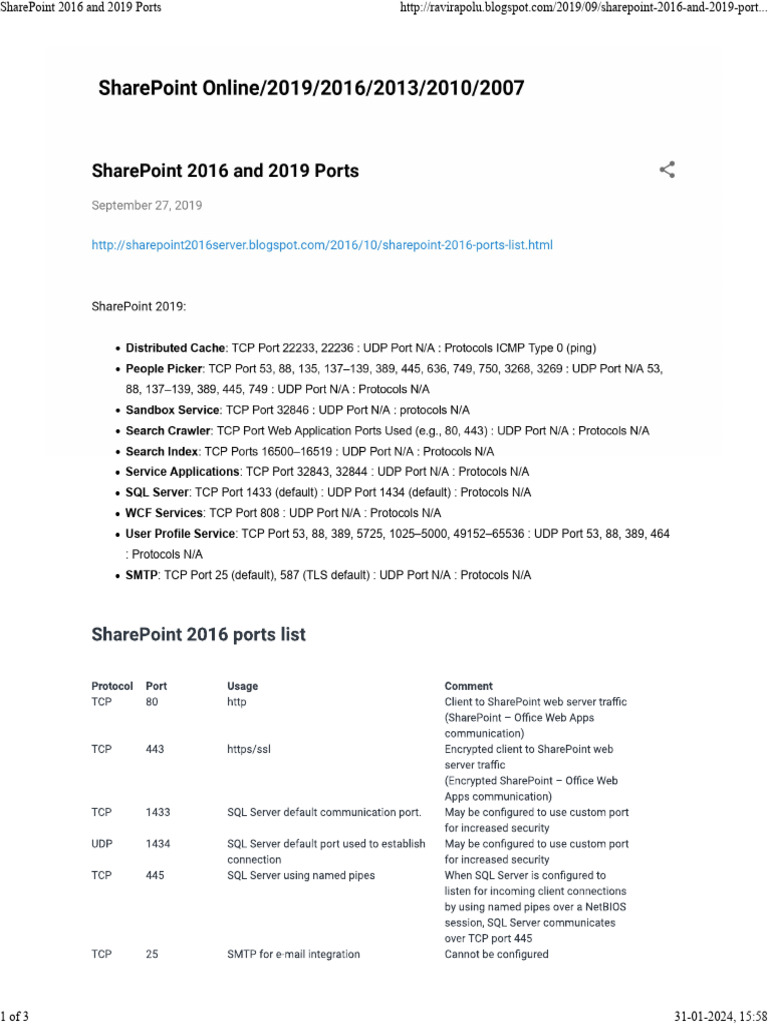 SharePoint 2016/2019 Port Guide | PDF