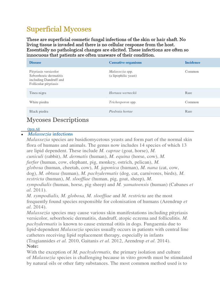 Superficial Mycoses 3 | PDF | Diseases And Disorders | Clinical Medicine
