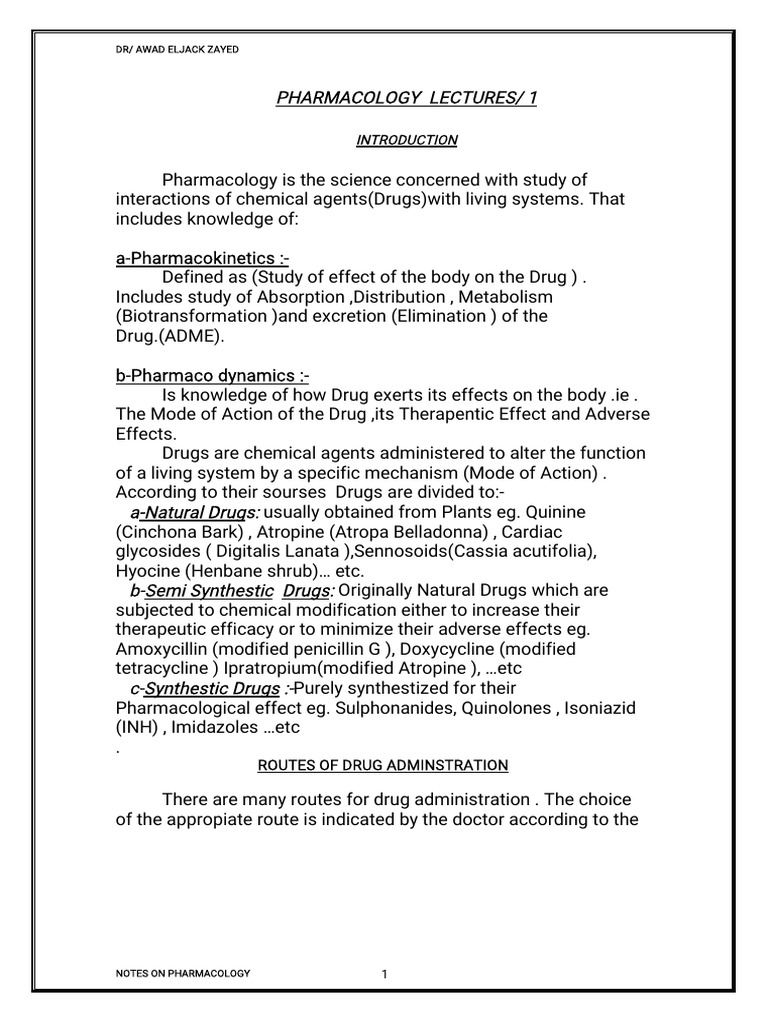 Pharmacology-Semester 5 DR - Awad El-Jack | PDF