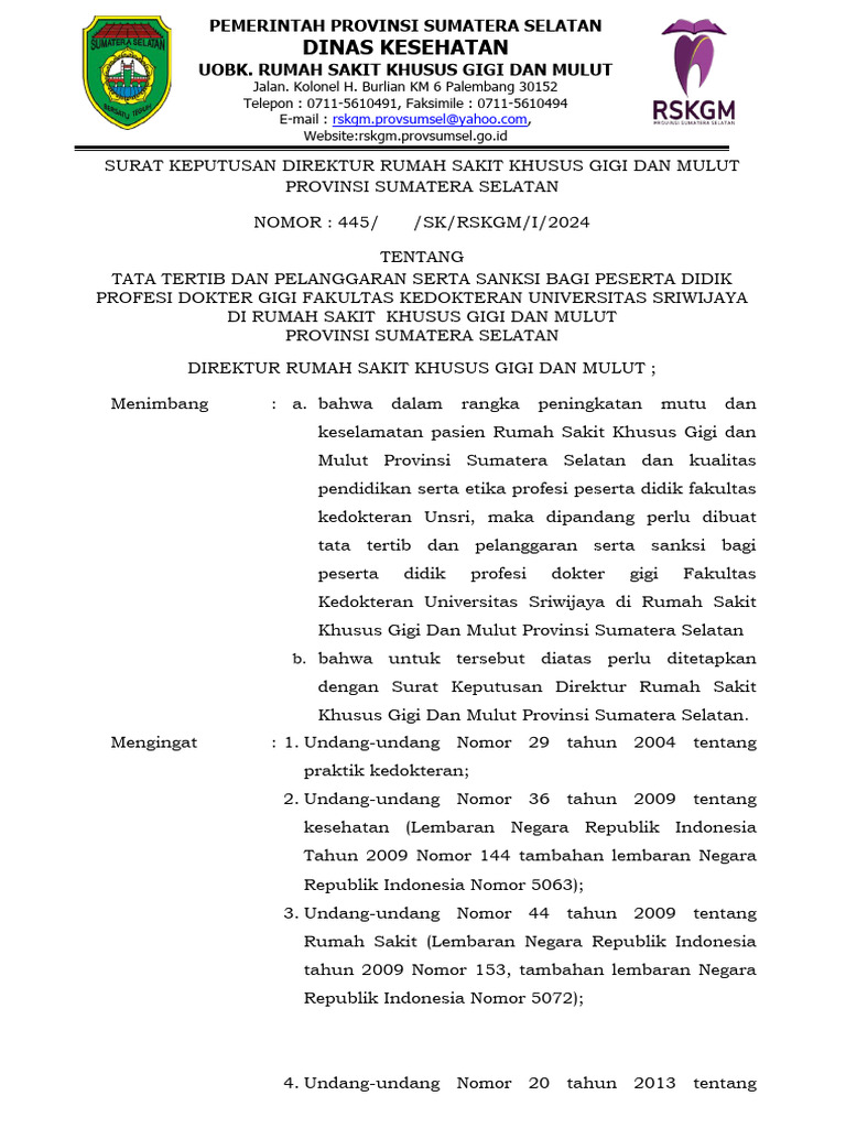 SK Tata Tertib Dan Pelanggaran Serta Sanksi Bagi Peserta Didik | PDF ...