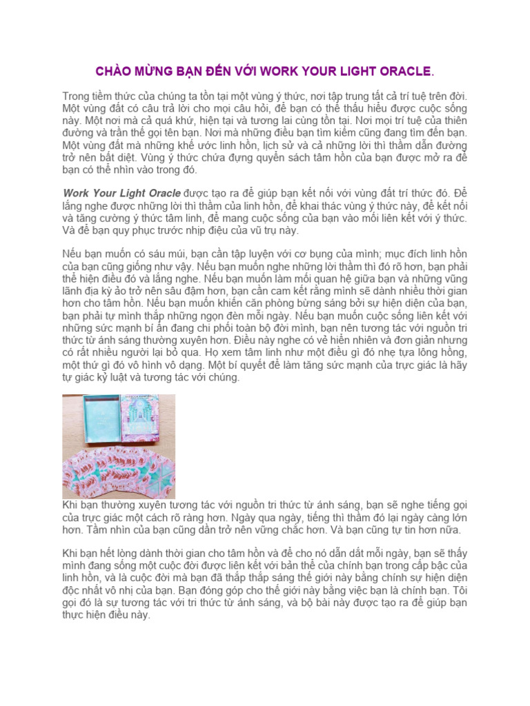 Hướng Dẫn Bộ Bài Work Your Light Oracle | PDF