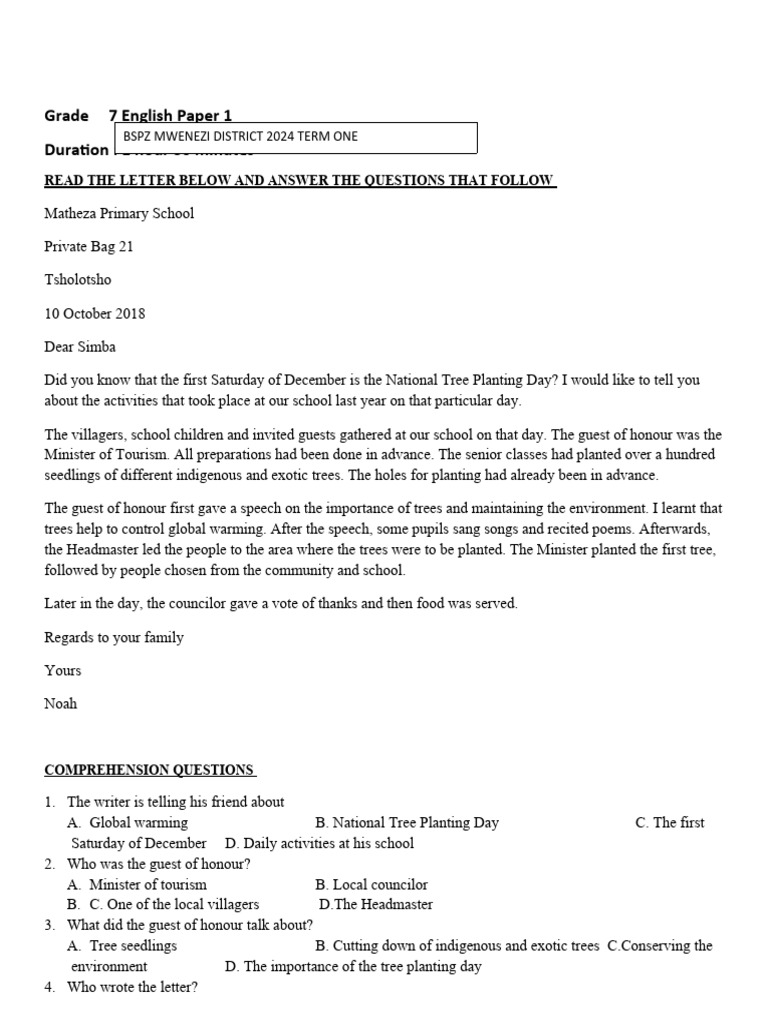 English - Paper - 1 Year 2024 | PDF