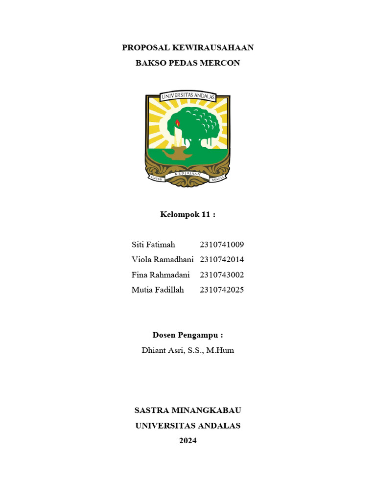 Proposal Usaha Bakso Pedas Mercon | PDF