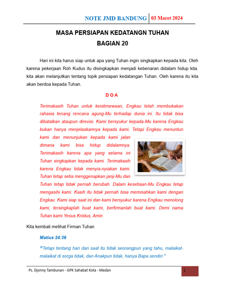 Notes JMD Bandung 03 Maret 2024 (Youth) | PDF