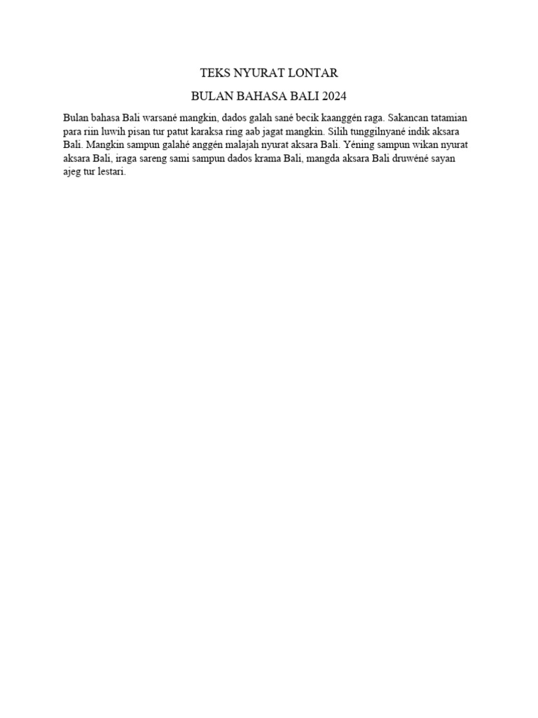 Teks Nyurat Lontar Bulan Bahasa Bali | PDF