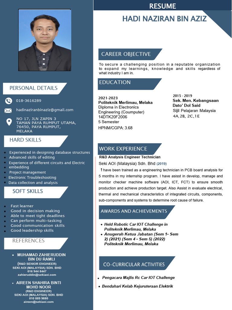 Resume - Hadi Naziran Bin Aziz | PDF | Engineering | Computing