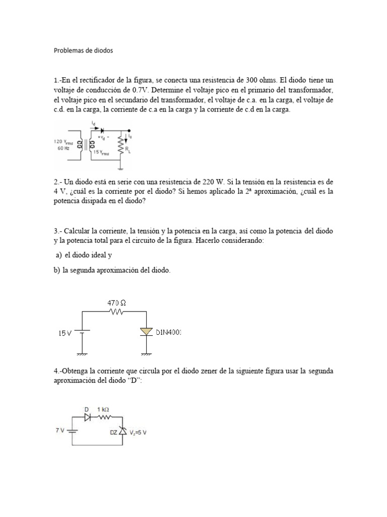 Análisis de Circuitos con Diodos y Zener | PDF | Rectificador | Diodo