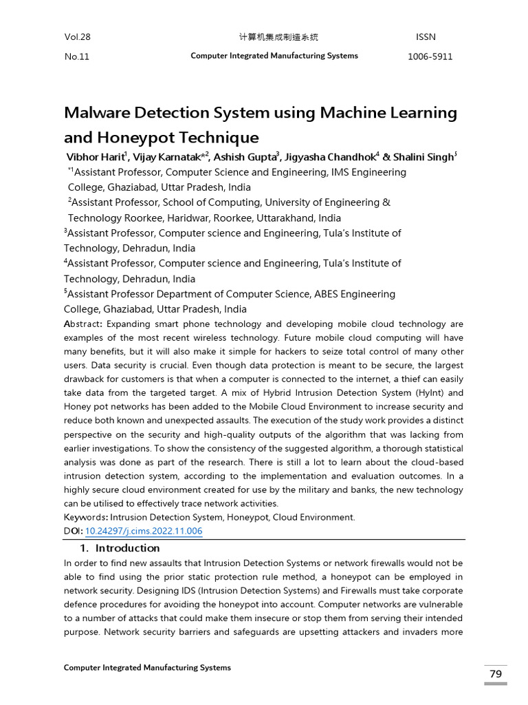 6 - Malware Detection | PDF | Cloud Computing | Computer Network