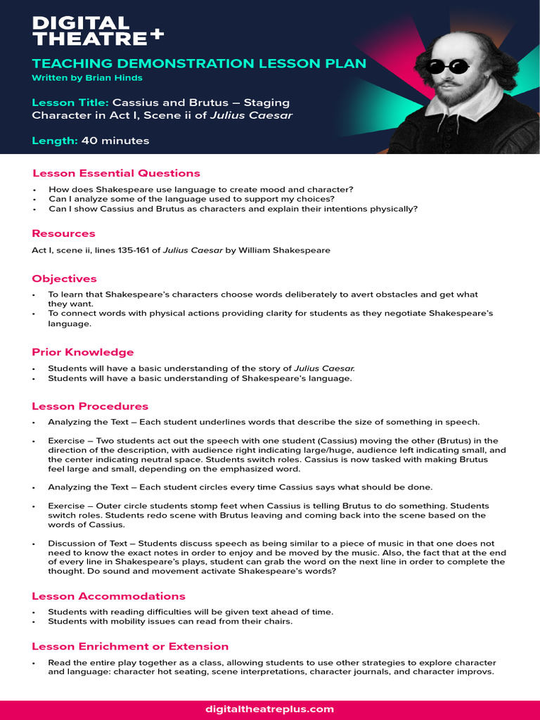 Staging Cassius and Brutus in Julius Caesar | PDF | Communication ...