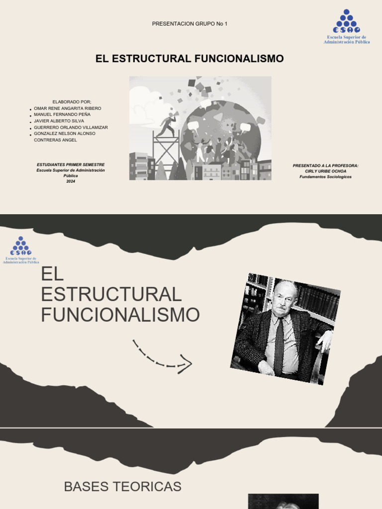 TRABAJO EN GRUPO EL ESTRUCTURAL FUNCIONALISMO | PDF | Sociología | Teoría