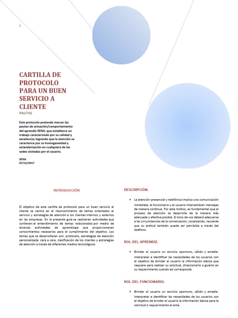 CARTILLA DE PROTOCOLO PARA UN BUEN SERVICIO A CLIENTE20190606-113872-1x0taxh | PDF | Atención ...