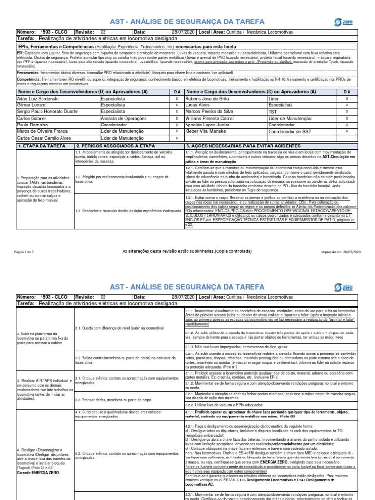AST 1503 CLCO Rev02 Realização de Atividades Elétricas Com Locomotiva ...