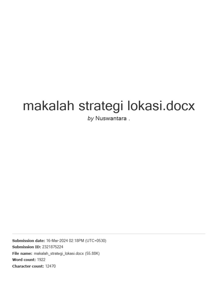 Strategi Lokasi dalam Bisnis | PDF
