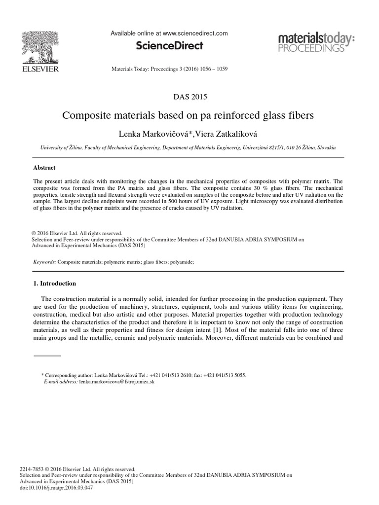 Composite Materials Based On Pa Reinforced Glass Fibers: Sciencedirect ...