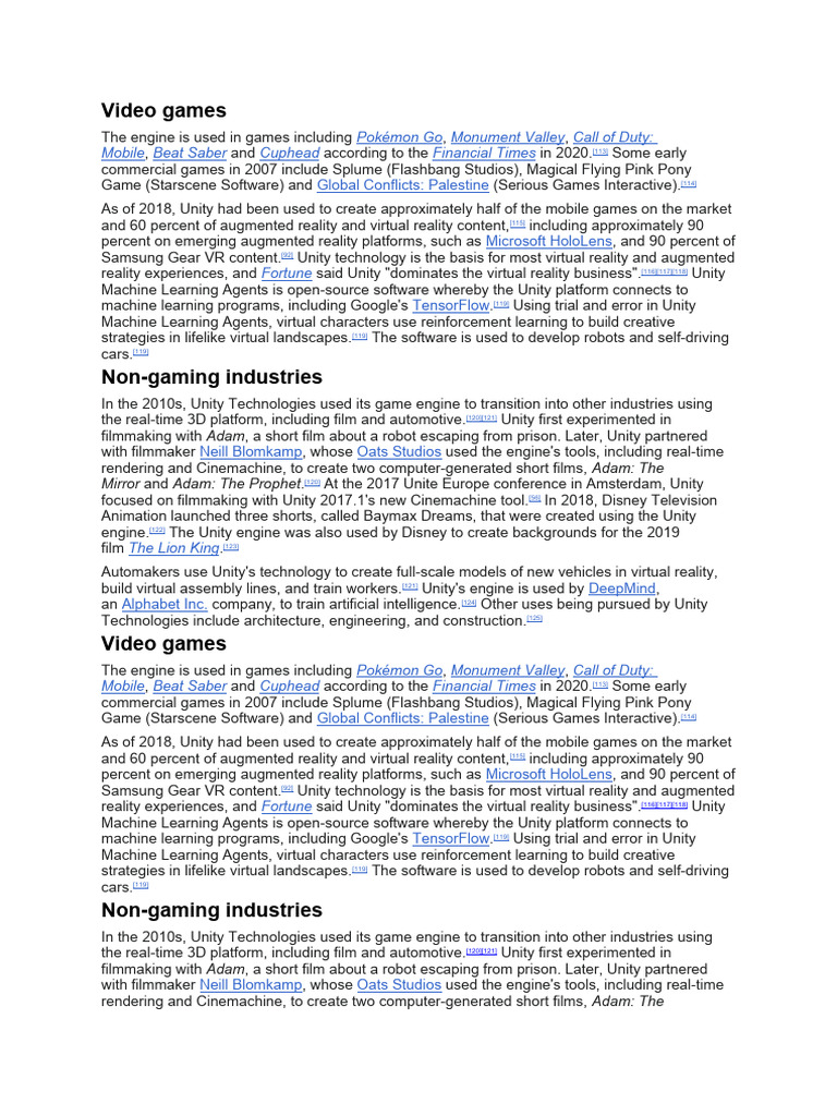 Video Games | PDF | Unity (Game Engine) | Computing