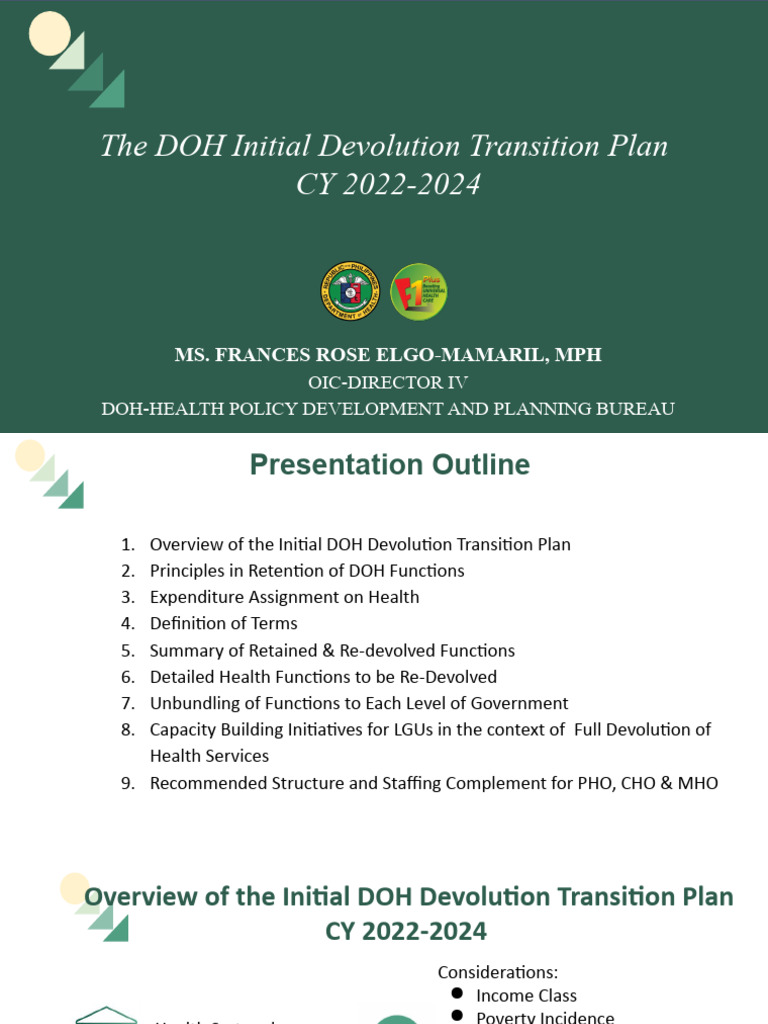 DOH Initial Devolution Plan | PDF | Health Care | Health Human Resources
