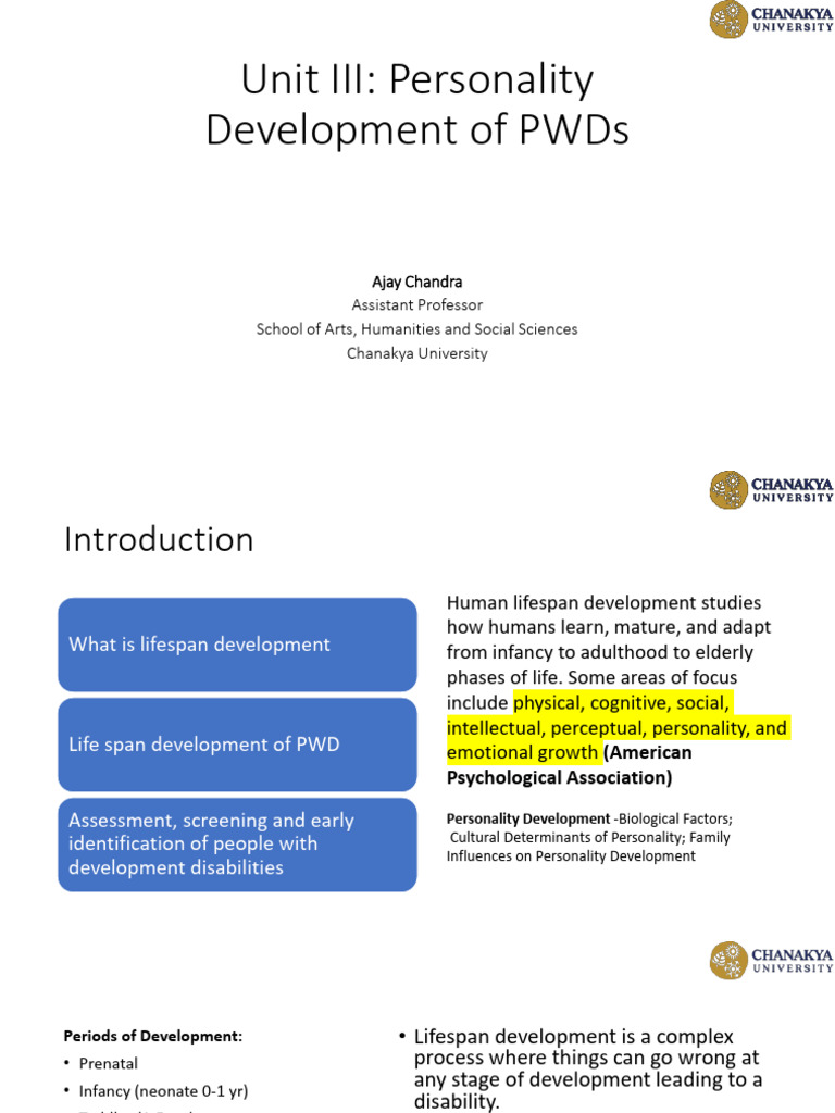 Unit 3_ Personality Development of Persons With Disabilities | PDF ...