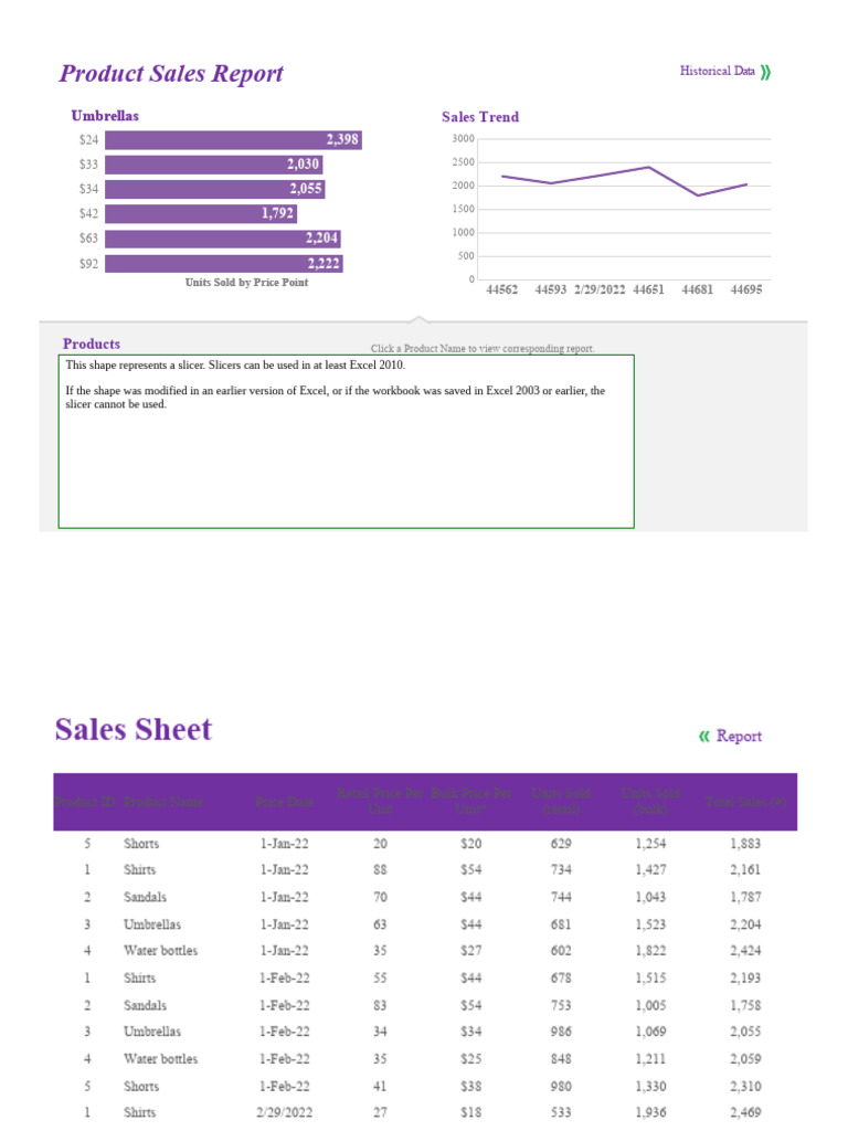 Template 10 Product Sales History | PDF