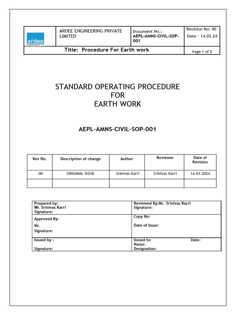 SOP Excavation | PDF | Soil Mechanics | Soil